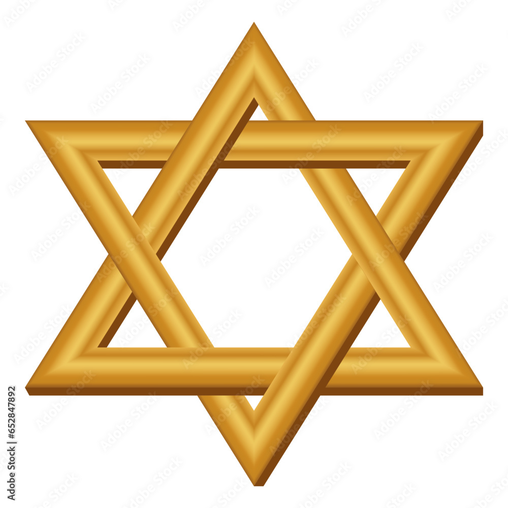 Star of David symbol, Golden Jewish Israeli religious symbol. Judaism ...