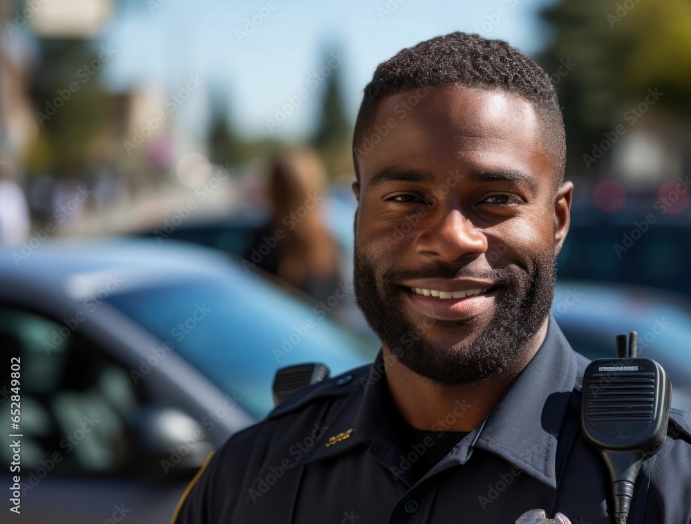 Black Man Police Officer Employee Employment Work Environment Backdrop ...