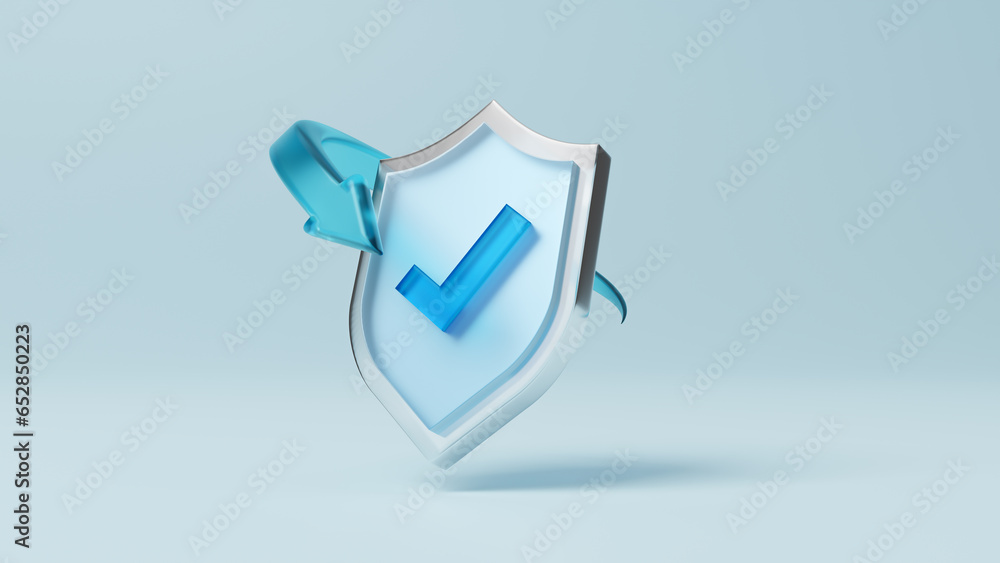 3D shield check mark icon. Security Concept. Shield protection icon ...