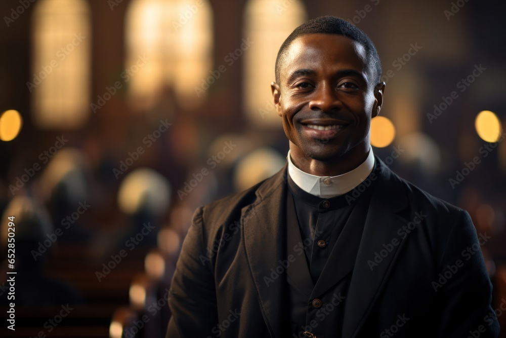 Black Male Priest Employee Work Role Workplace Backdrop Generative AI ...