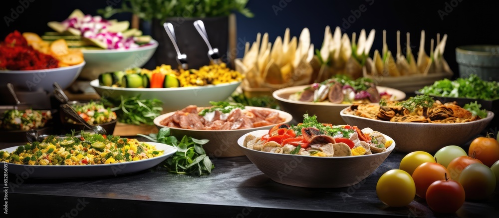 Vegetarian buffet restaurant serving cold appetizers and vegetable ...