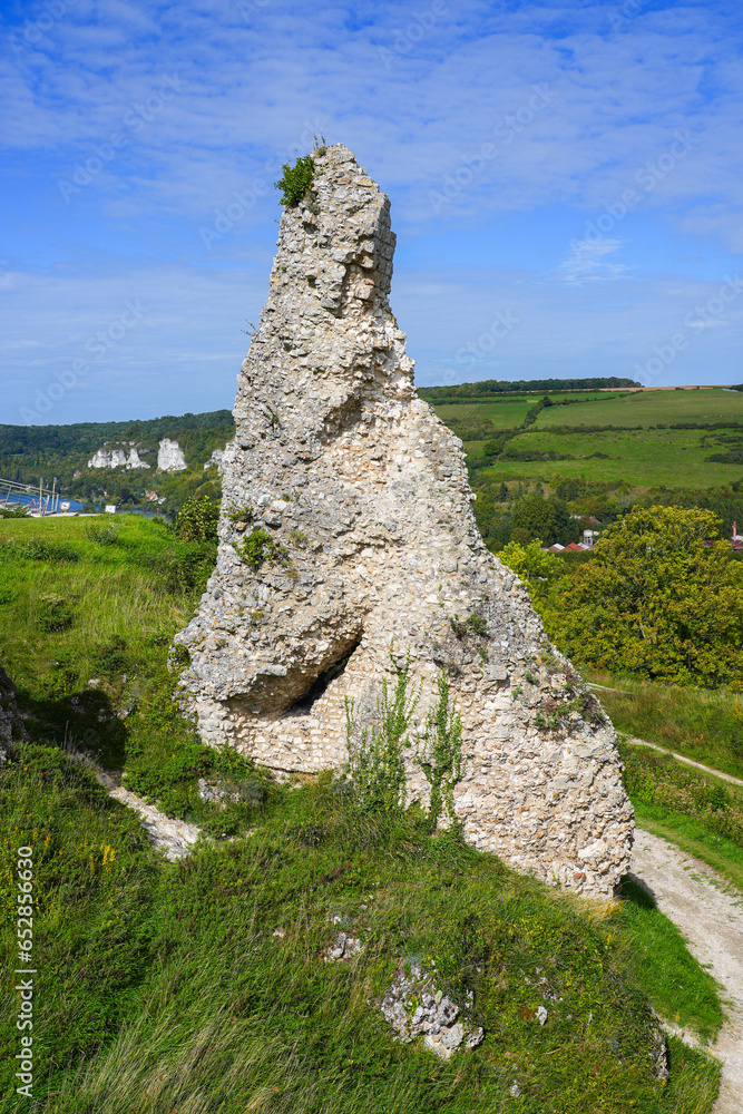 Ruins of Château Gaillard, a French medieval castle overlooking the ...