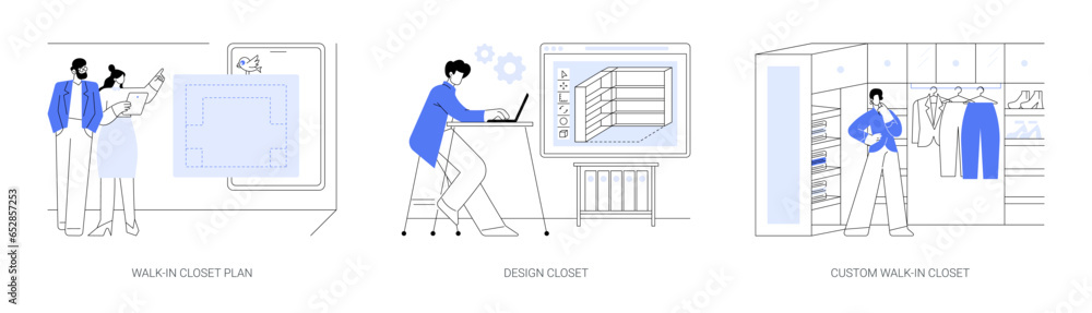 Walk-in closet layout abstract concept vector illustrations. Stock ...