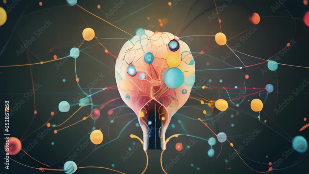 A characters brain is depicted as a complex network of interconnecting ...