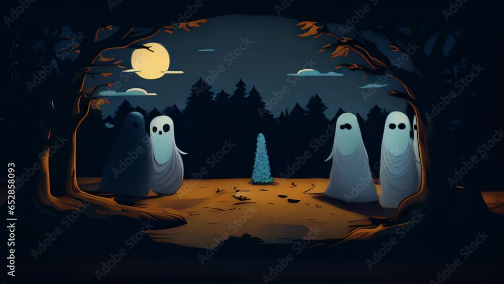 As Halloween night comes to an end, the ghost waves goodbye to their ...