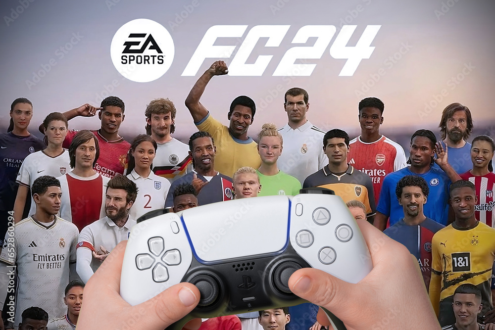 Boy playing FC 24 with Playstation 5 controller, 26 Sep, 2023, Sao ...