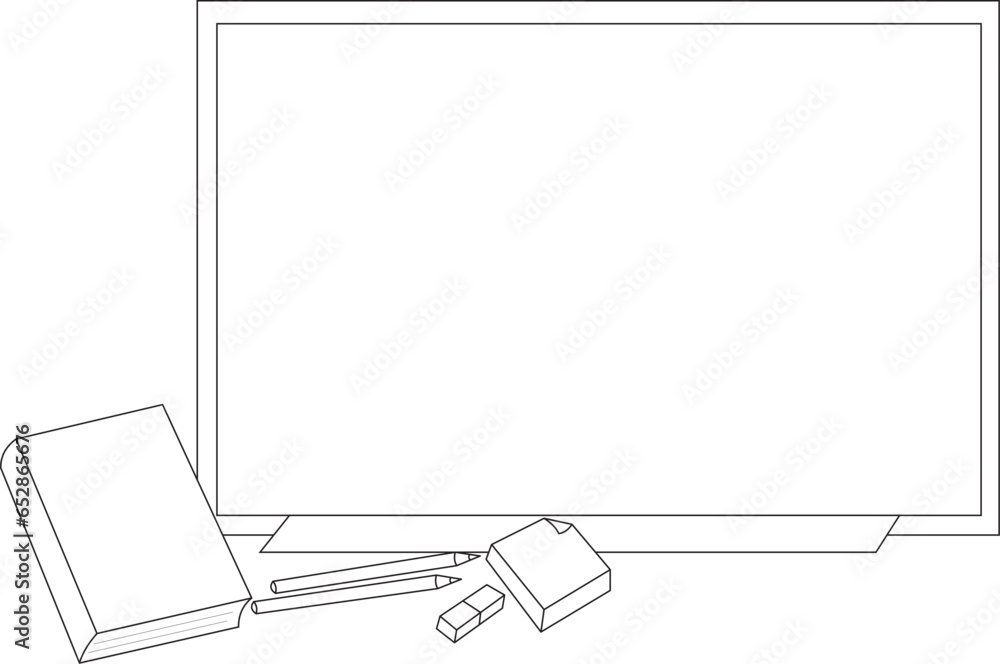 School tools coloring pages. Line drawn vector illustration. Coloring ...