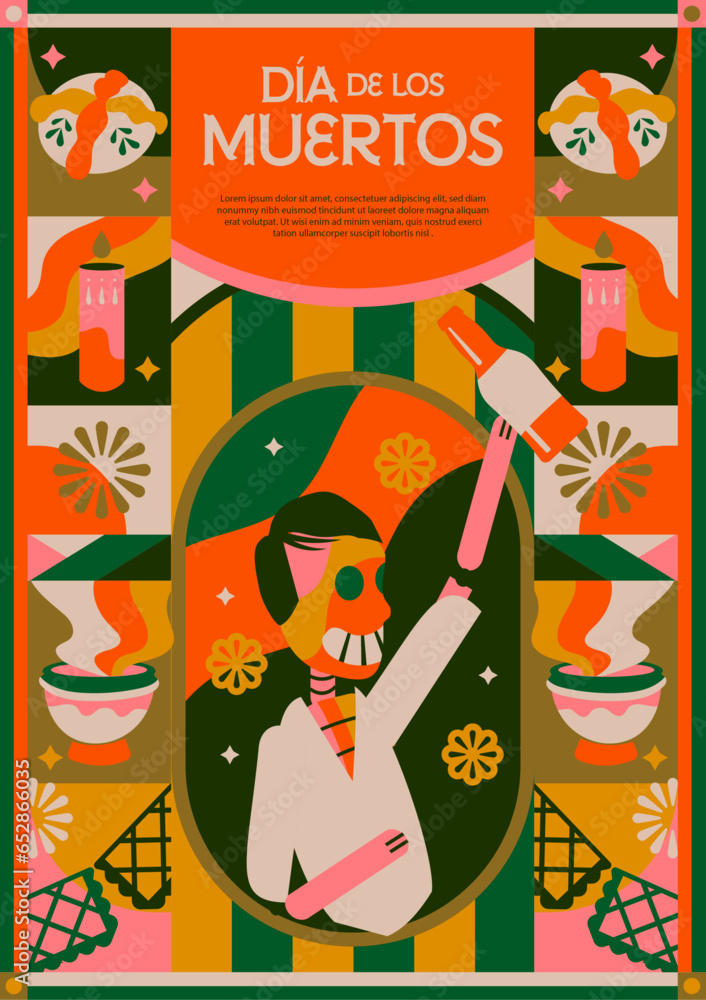 Día De los Santos muertos difuntos, fiesta mexicana. Cartel vectorial ...