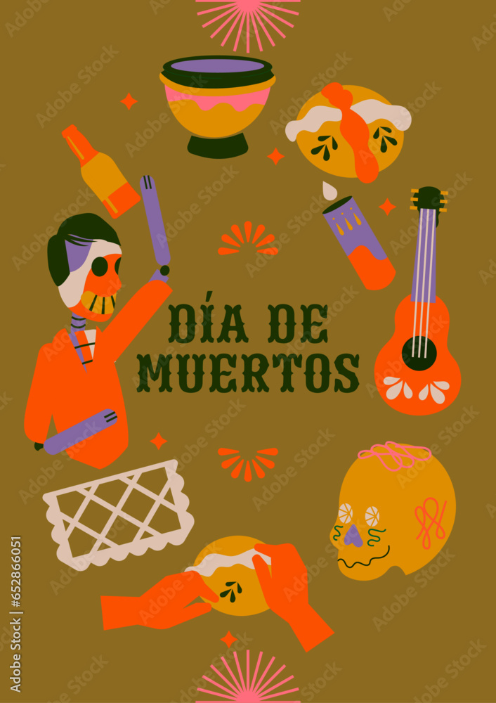 Día De los Santos muertos difuntos, fiesta mexicana, festival. Cartel ...