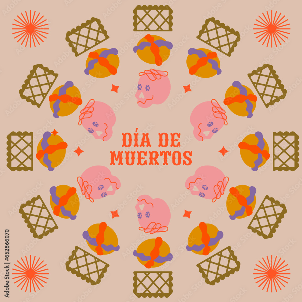 Día De los Santos muertos difuntos, fiesta mexicana, festival. Cartel ...