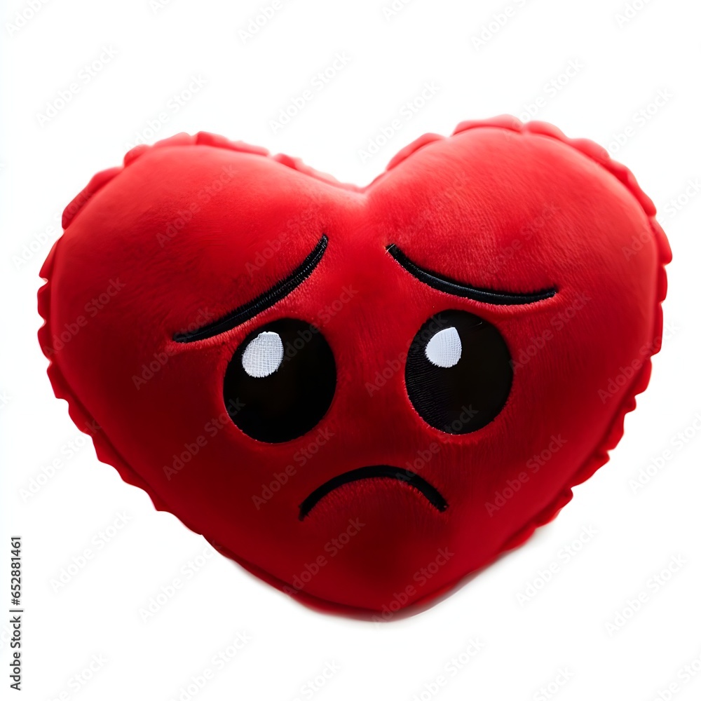 Sad plush heart, sad face, white background Stock Illustration | Adobe ...