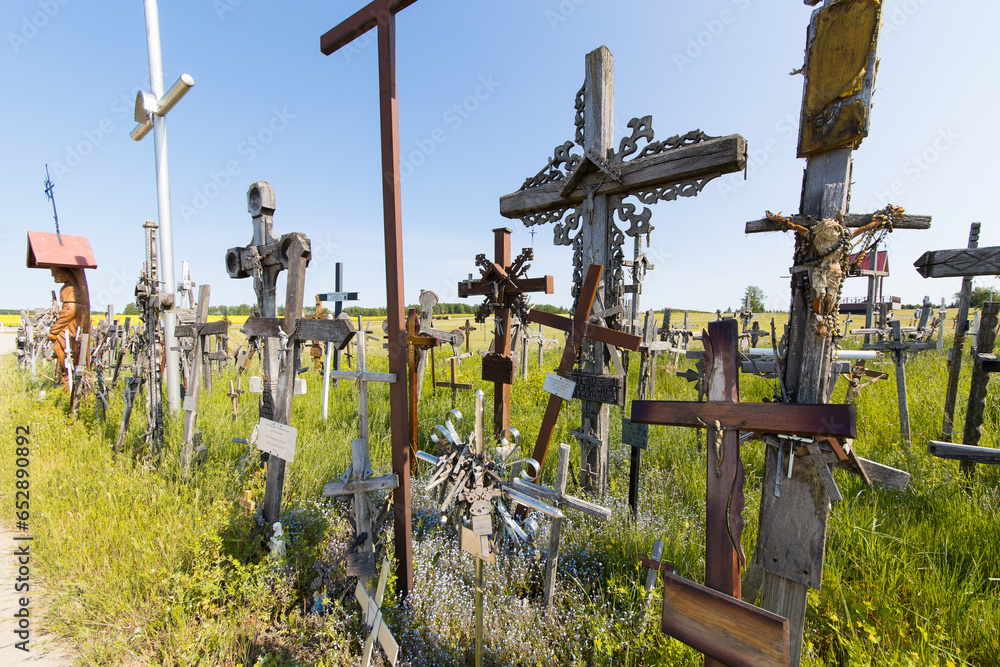 Uncountable crosses and cruzifixes at the Hill of Crosses in Lithuania ...