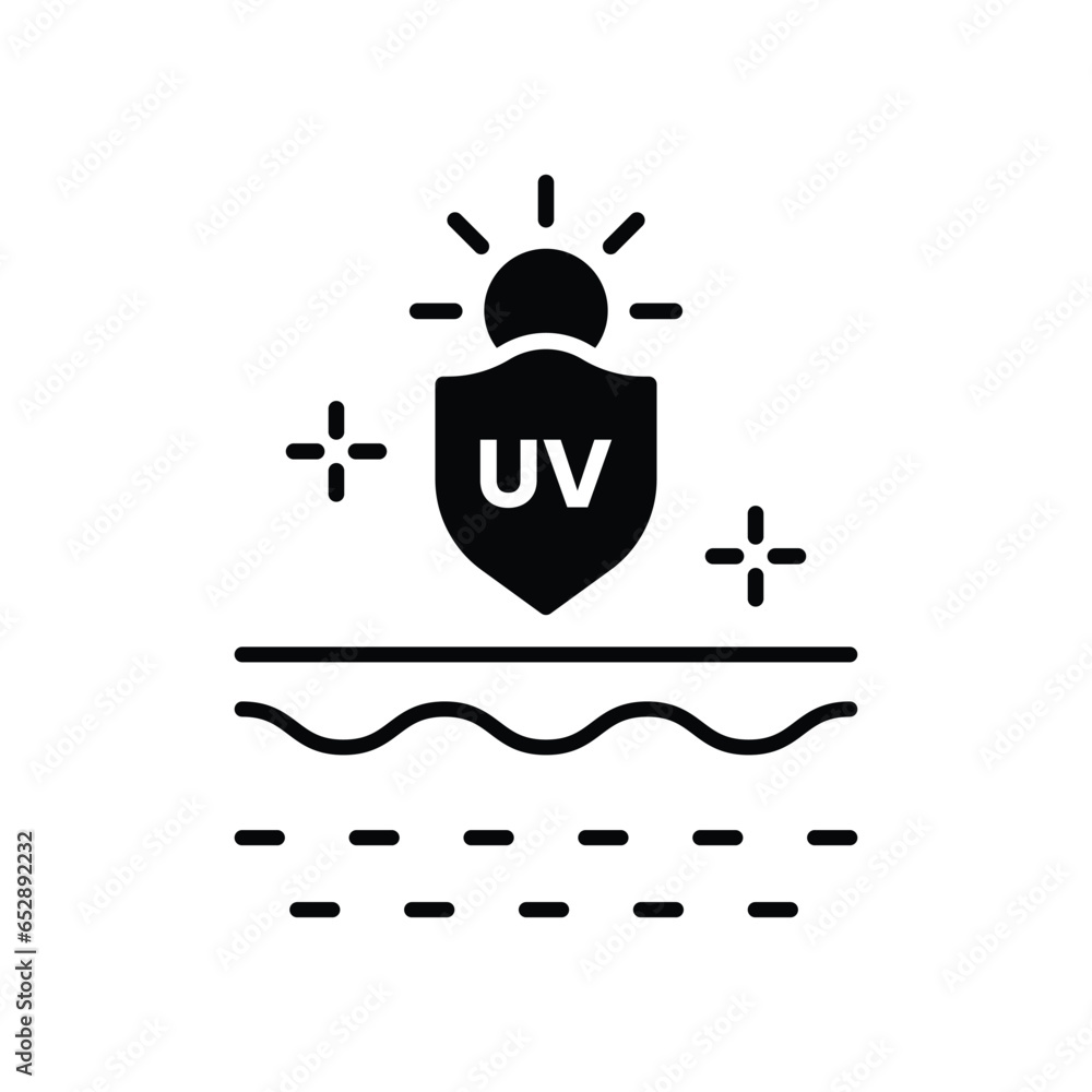 Sun Shield and Protection Skin of UV Rays Silhouette Icon. Skin Care ...