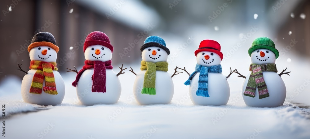 Winter holiday christmas background banner - Group of cute funny ...