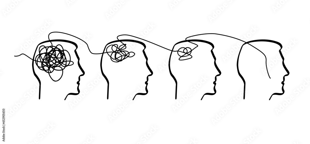 Cartoon brainstorming and mental problem solving, psychotherapy Concept ...