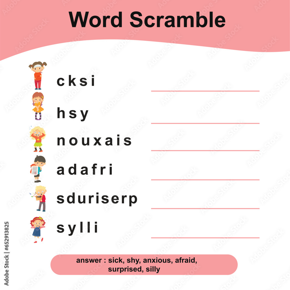 Spelling Word Scramble worksheet. Worksheet for learning English ...