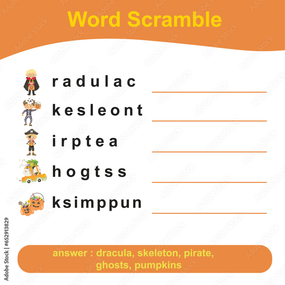 Spelling Word Scramble worksheet. Worksheet for learning English ...