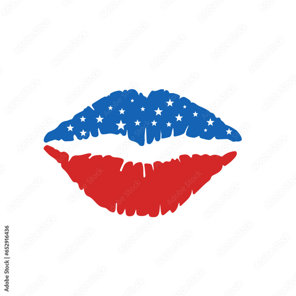Flag Lips Svg, American Flag Lip Svg, 4th of July svg, Patriotic Lips ...