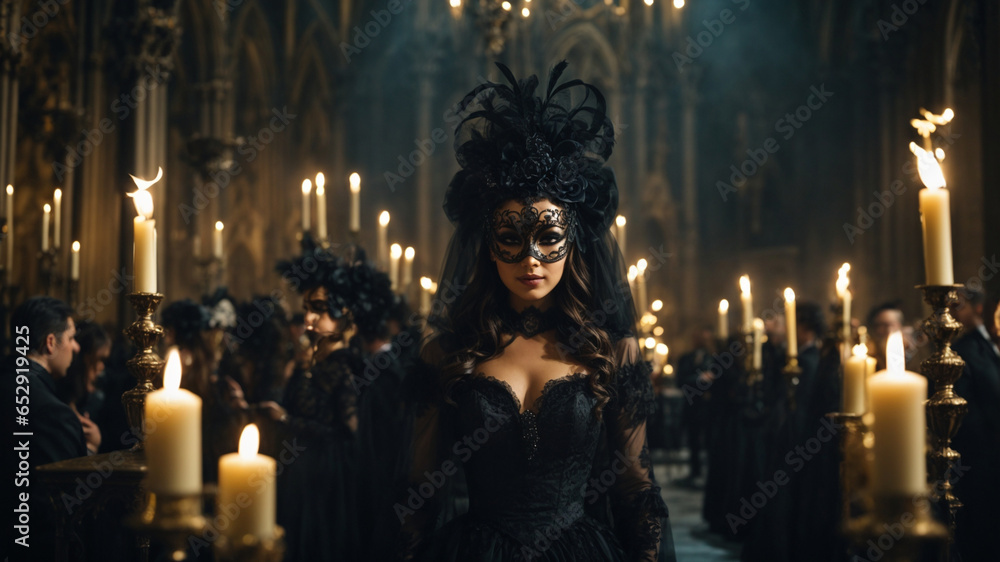 Sinister Gothic Cathedral Elaborate Masks and Decadent Victorian Attire ...