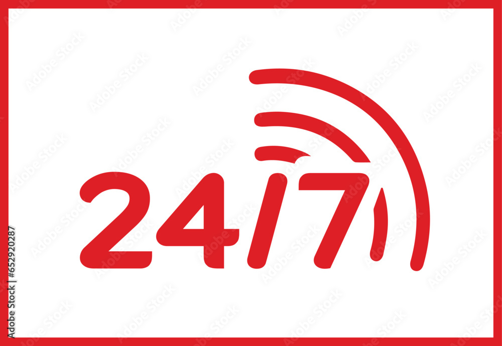 24 7 logo icon. The 24 hour service is open 24 hours a day, 7 days a ...