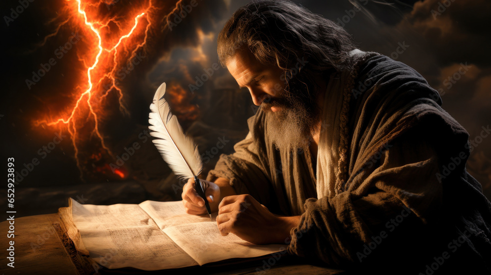 Apostle John imprisoned on the island of Patmos writing the book of ... Apostle John imprisoned on the island of Patmos writing the book of ...