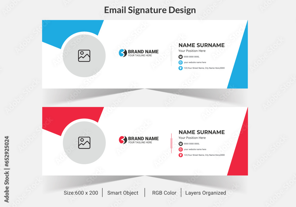 Vecteur Stock Email signature template design bundle. Corporate mail ...
