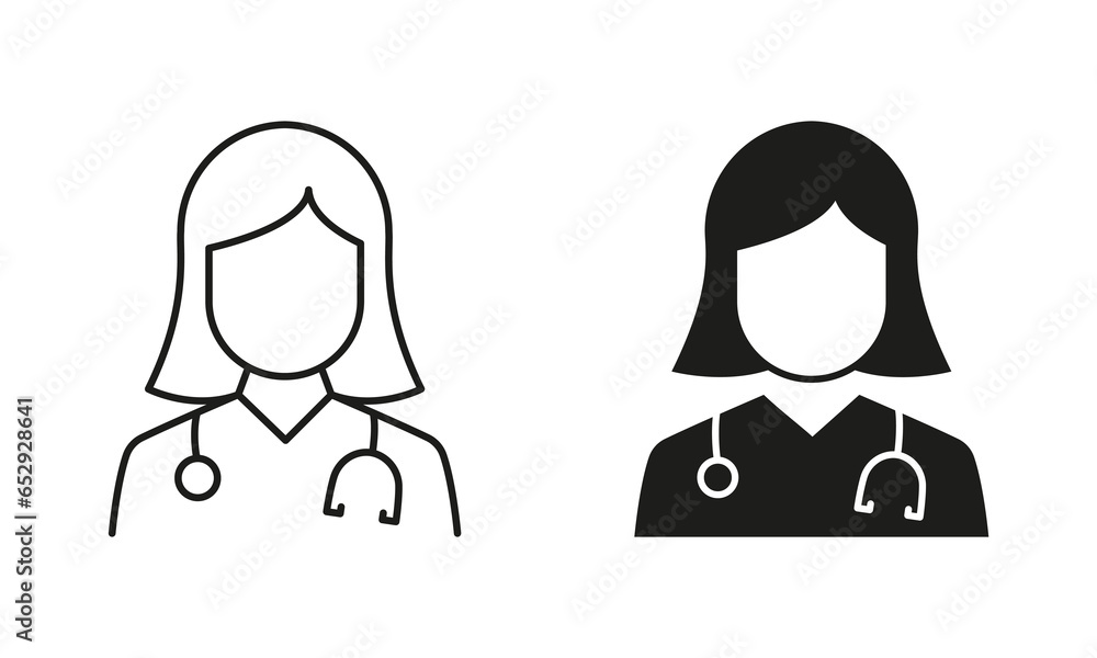 Female Physicians Specialist, Medical Assistant Pictogram. Professional ...
