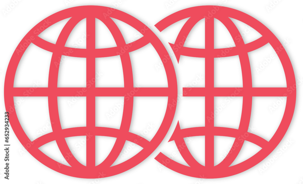 red globe icon vector illustration isolated on white background. double ...