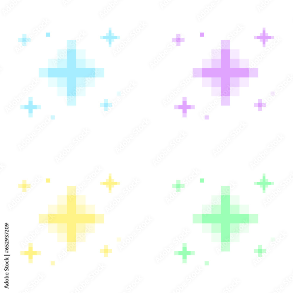 Pastel sparkle pixel art, Sparkling pixel set, vector sparkling pixel set, pastel heart pixel ...