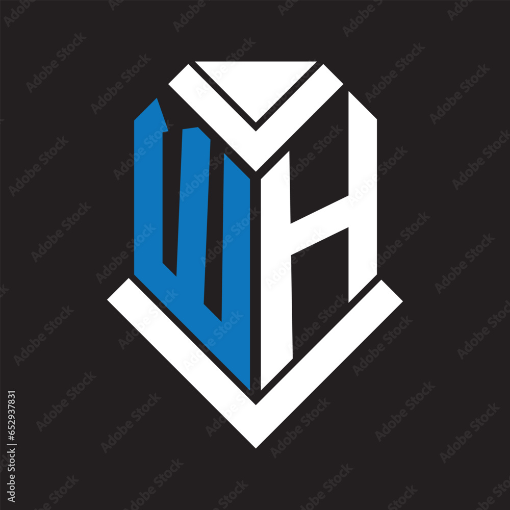 WH letter logo design on Black background. WH creative initials letter ...