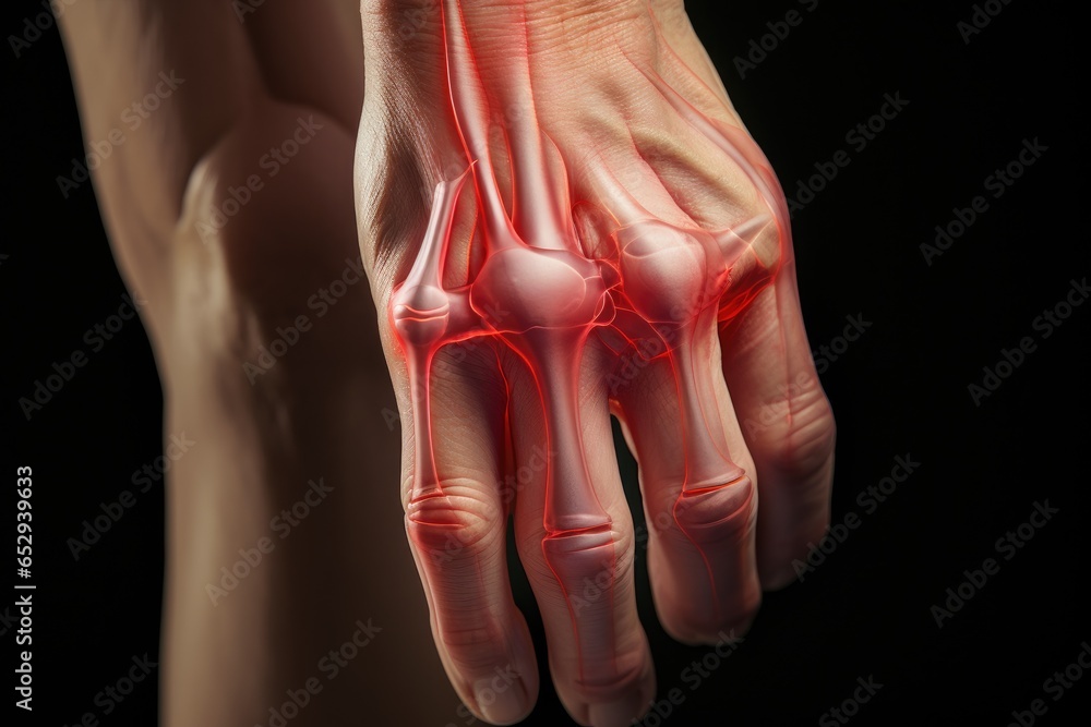 A person's hand with a visible red injury. This image can be used to ...