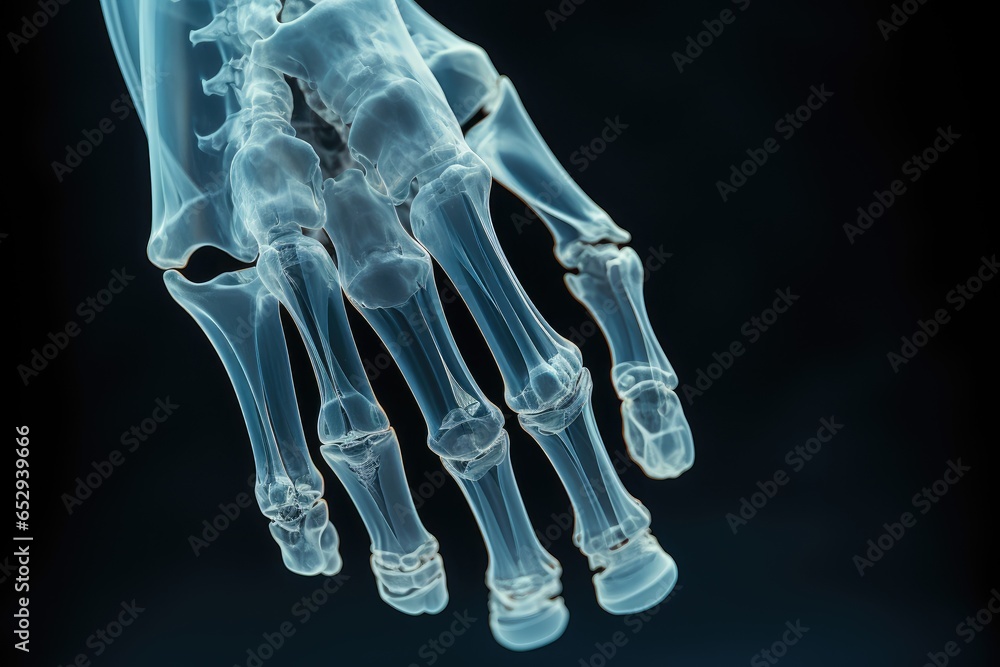 A clear and detailed x-ray image of a human hand. This image can be ...