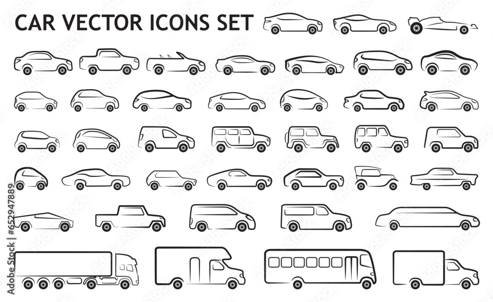 Car logo icon set. Silhouette Vector Collection. Stock Vector | Adobe Stock