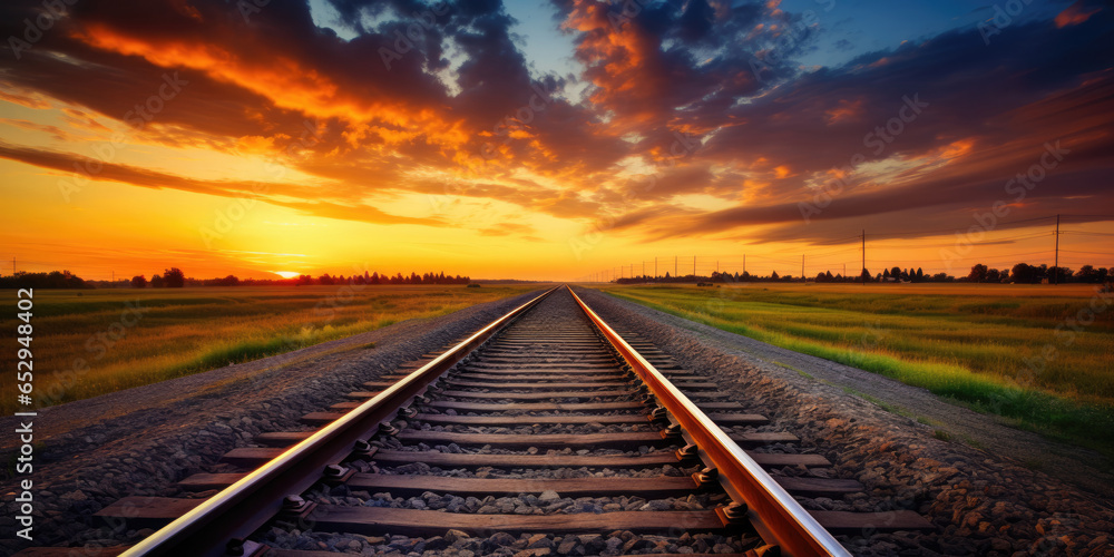 railway in the sunset. vast desert landscape. Tramway, Rail Bed, Train ...