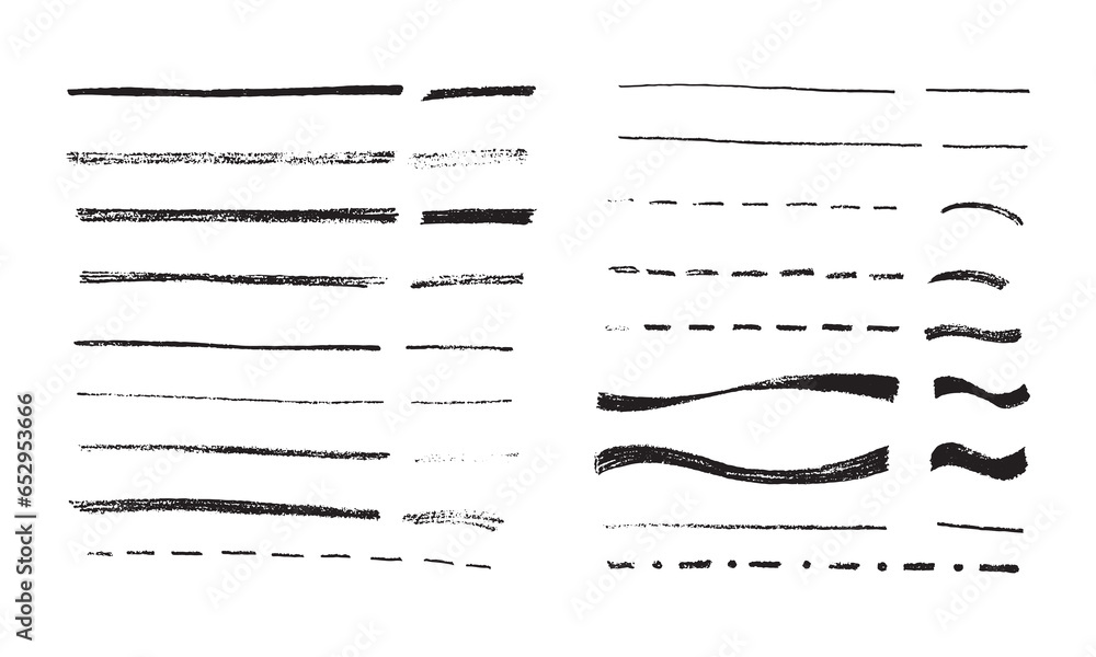 Underlining highlight pencil crayon hand draw lines set. Vector stock ...