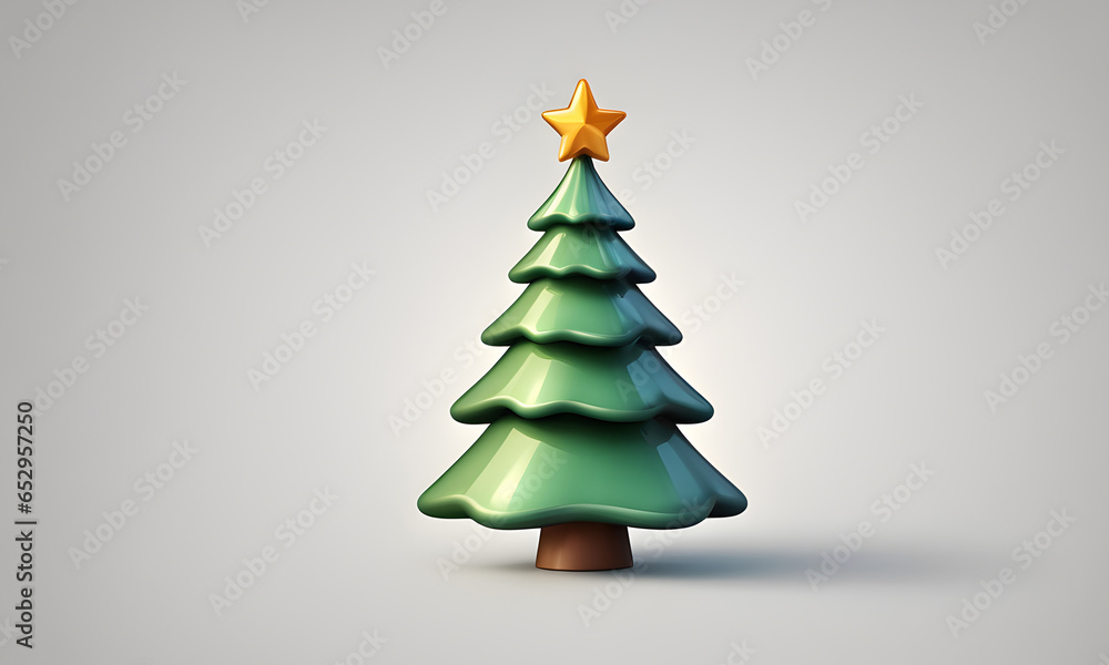 Cute 3D Christmas Tree Art Animated Graphic, Invitation Card Banner ...