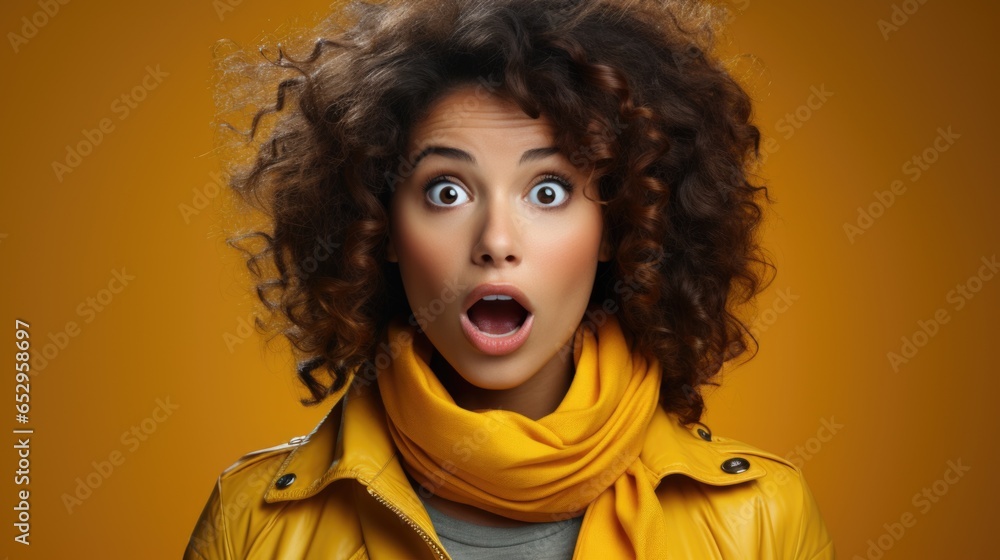 a beautiful woman expressing surprise and shock emotion with her mouth ...