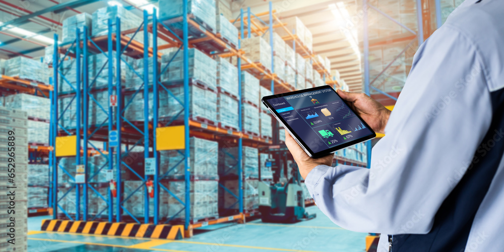 Smart Warehouse,Inventory management system concept.Manager using ...