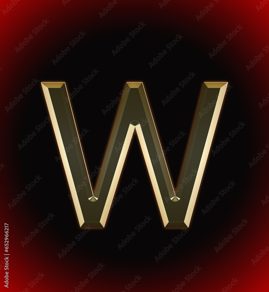 Golden and shining Alphabet(letter) W and name of individual (boy or ...