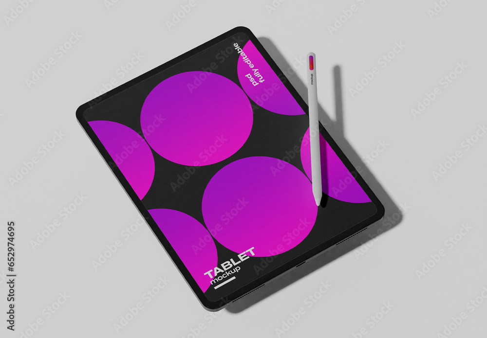Tablet for Digital Art with Pen Mockup Stock Template | Adobe Stock