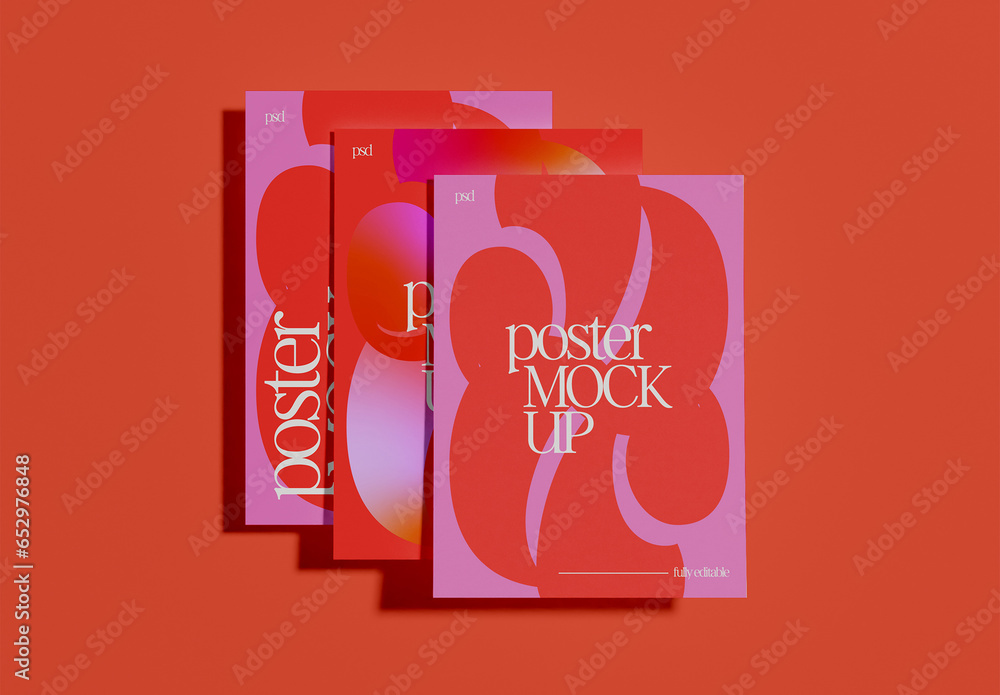 Three Stacked Poster Mockup Stock Template | Adobe Stock