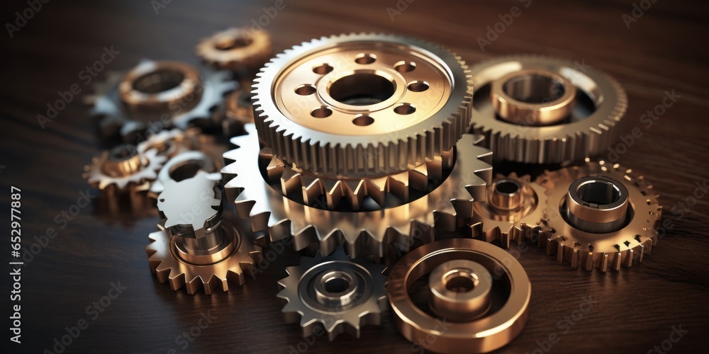 Industrial Machine Crafting Cogwheel Gears with a Captivating Blurred ...