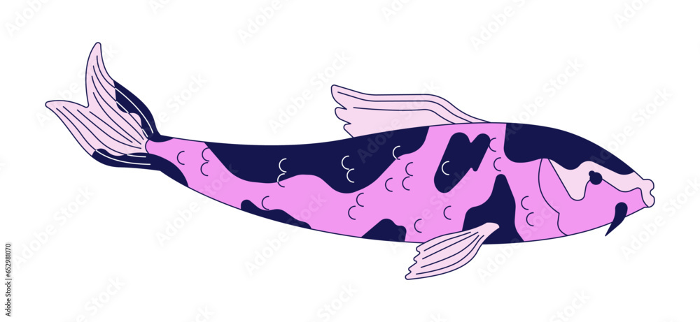 Spotted carp koi 2D linear cartoon character. Oriental fish for ...