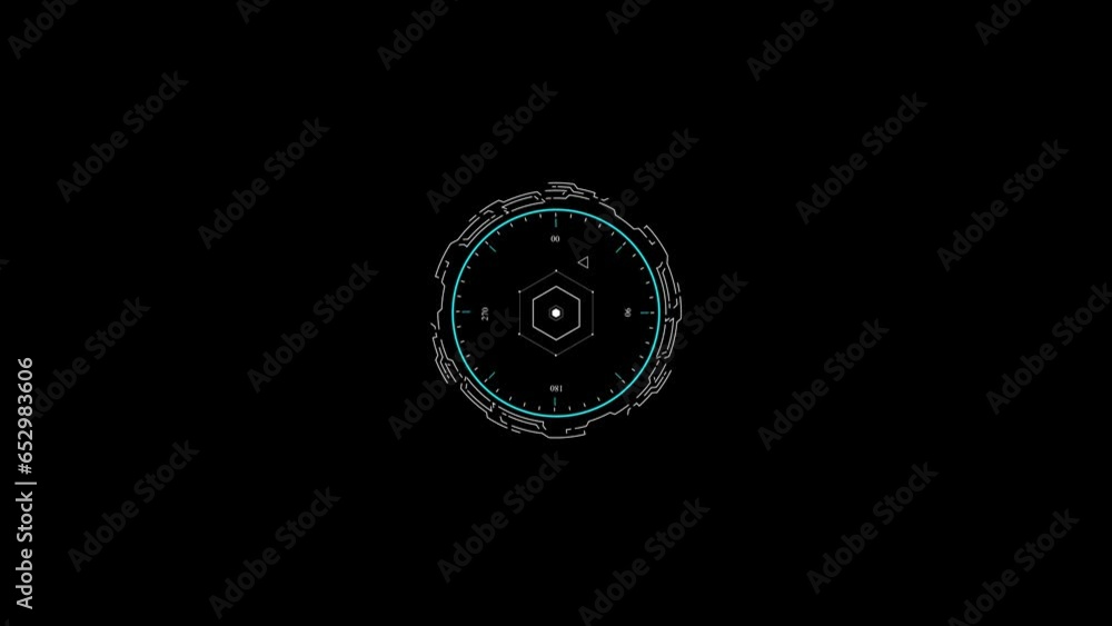 White HUD Circle User interface on isolated black background. Target ...