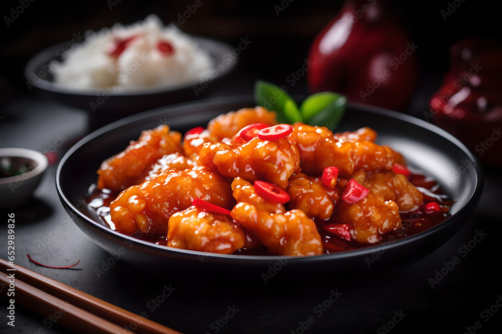 a close up of Sweet and sour chicken, AI generated, Generative AI, AI ...