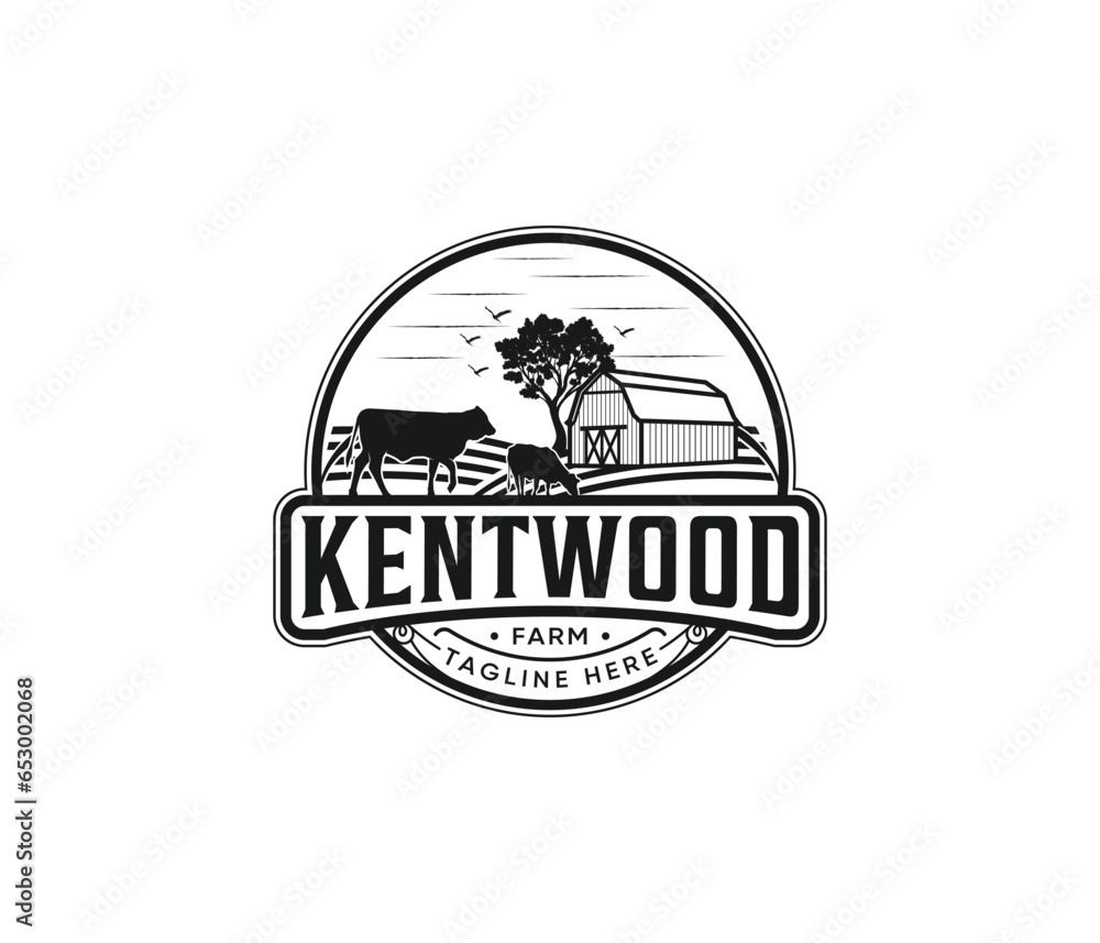 Old farm barn logo, cow farm logos complete with lush cow vectors and ...