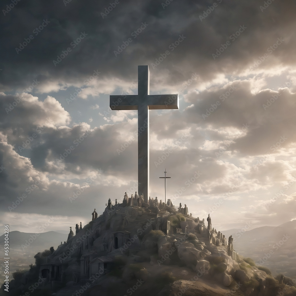 Holy cross symbolizing the death and resurrection of Jesus Christ with ...