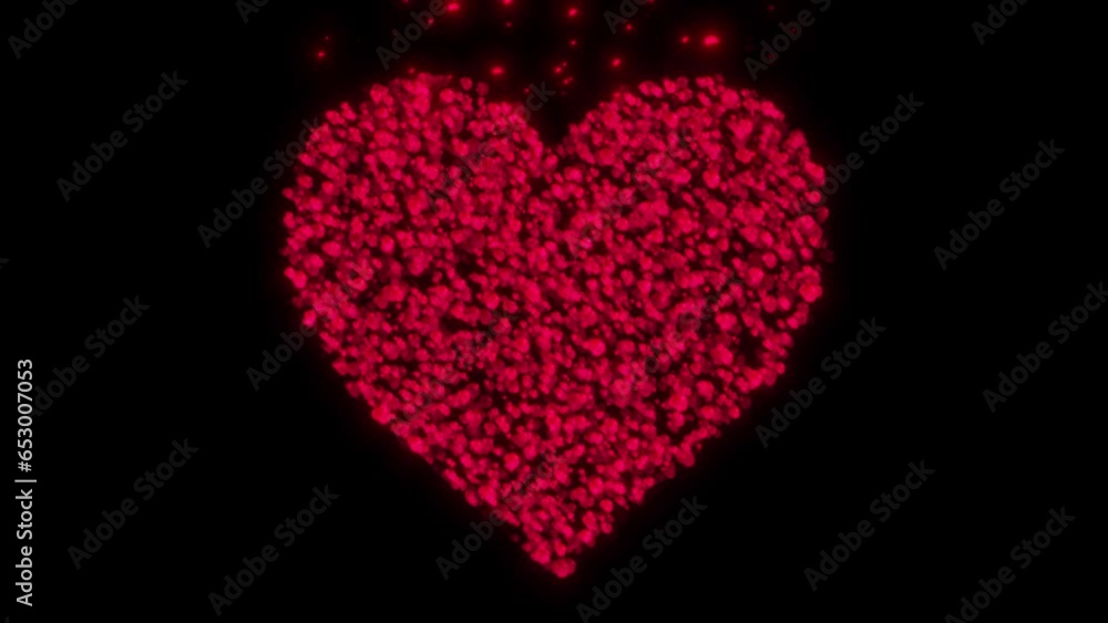 Red heart shape particle heart vanish in the air animation ,heart ...