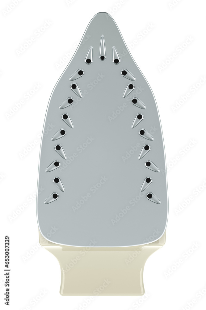 Electric steam iron, bottom of an Iron. 3D rendering isolated on ...