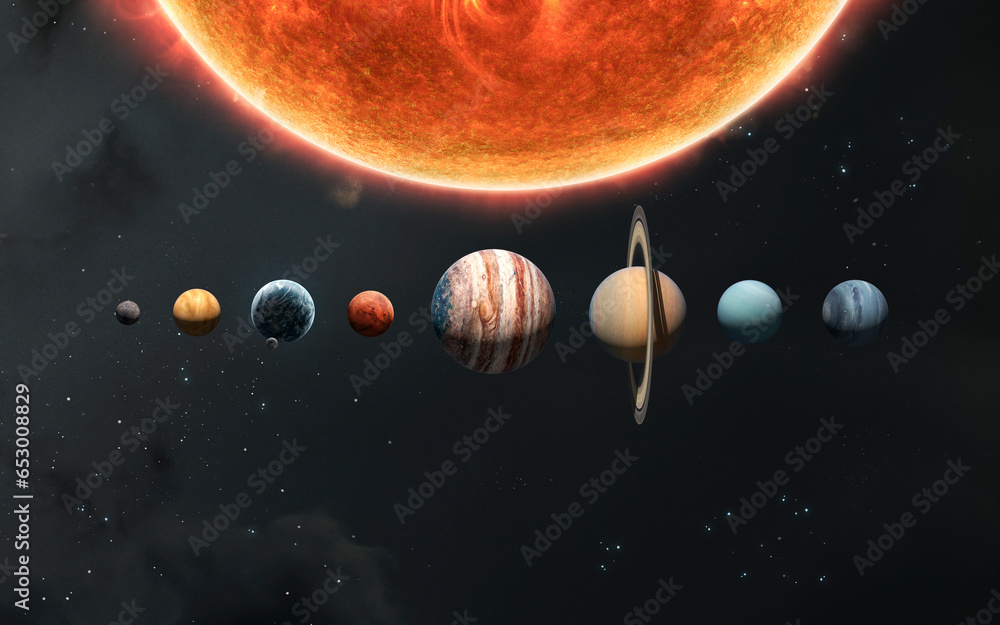 3D illustration of Solar system - all planets in high quality. 5K ...
